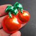 Vintage Figural Cherries Brooch Translucent Sheer Red & Green - Etsy