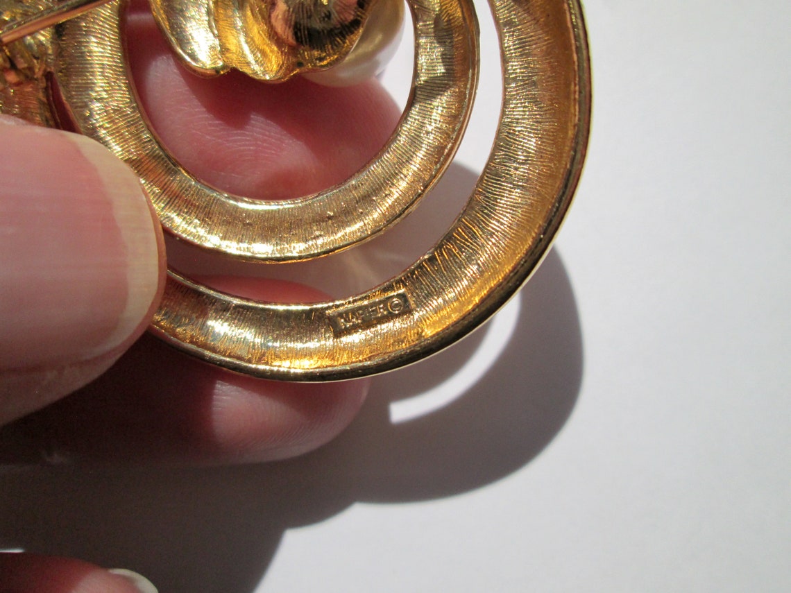 Vintage Signed NAPIER Swirl Brooch Pin Shiny Gold Tone Spiral - Etsy