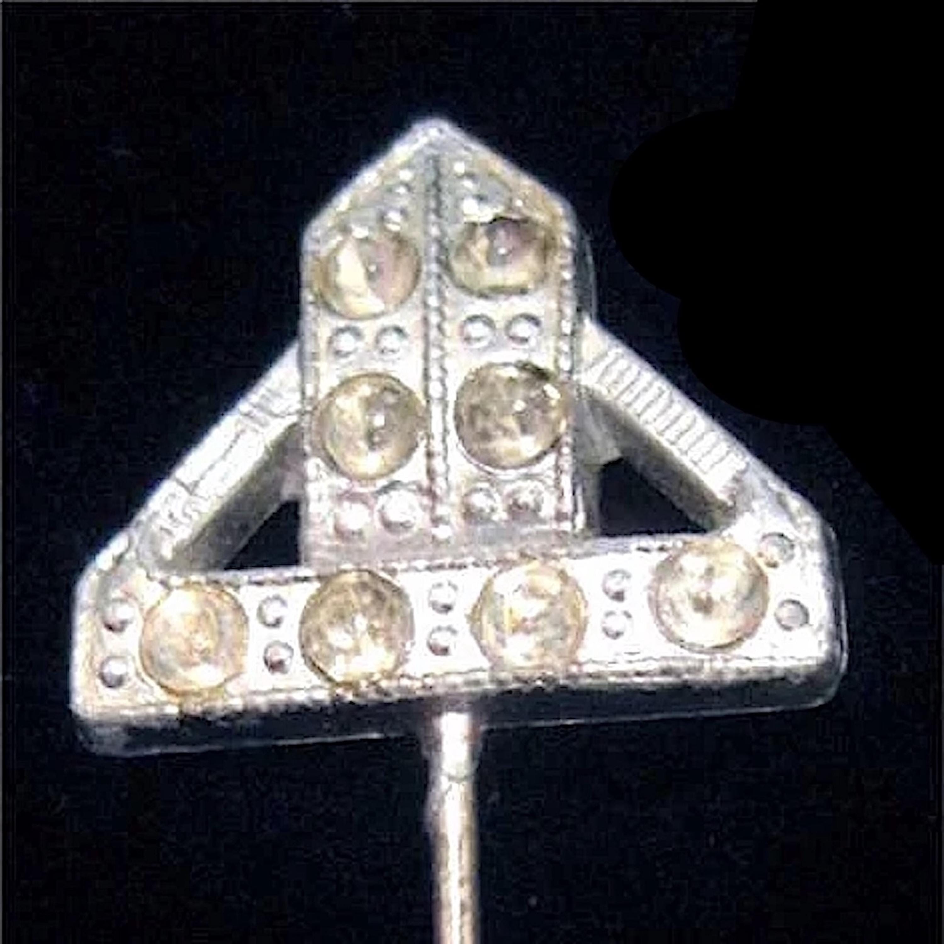 Vintage Hat Stick Pin Hatpin Art Deco Marked WMCA 6 Clear Rhinestones ...