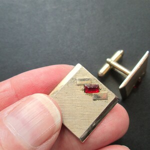 Vintage Signed SWANK Geometric Textured Rhinestone Cufflinks Cuff Links ...