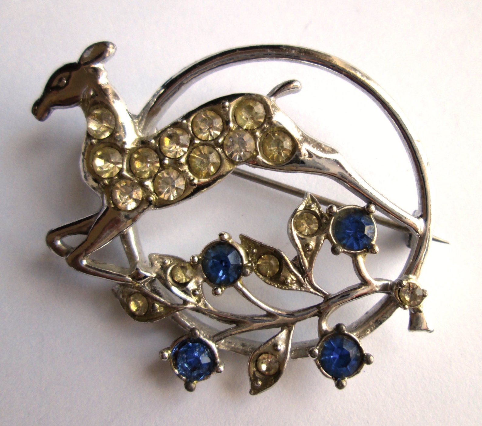 Vintage Art Deco Style Leaping Deer Figural Open Circle Brooch | Etsy