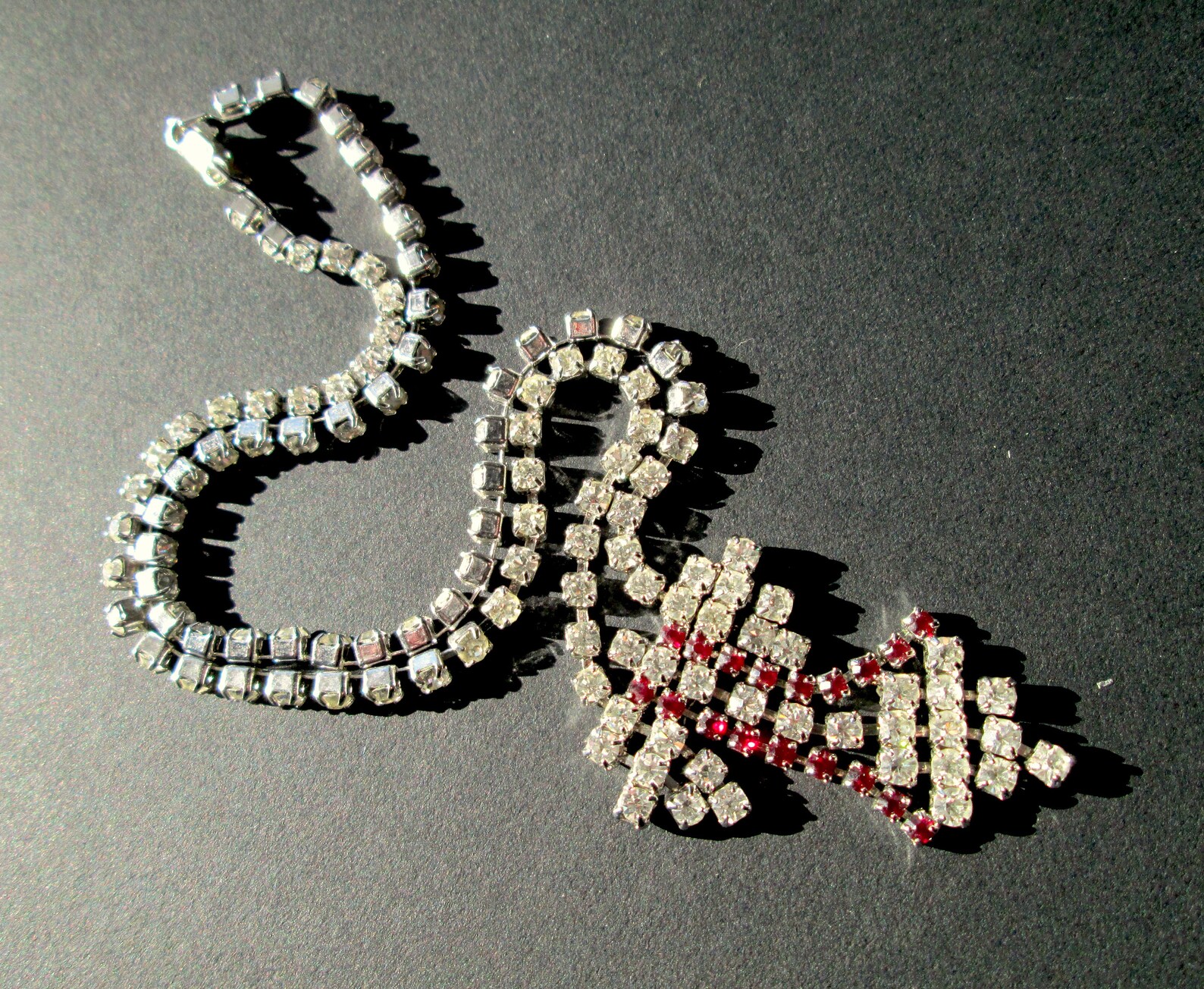 Pretty Art Deco Vintage Sparkly Clear Deep Ruby Red | Etsy