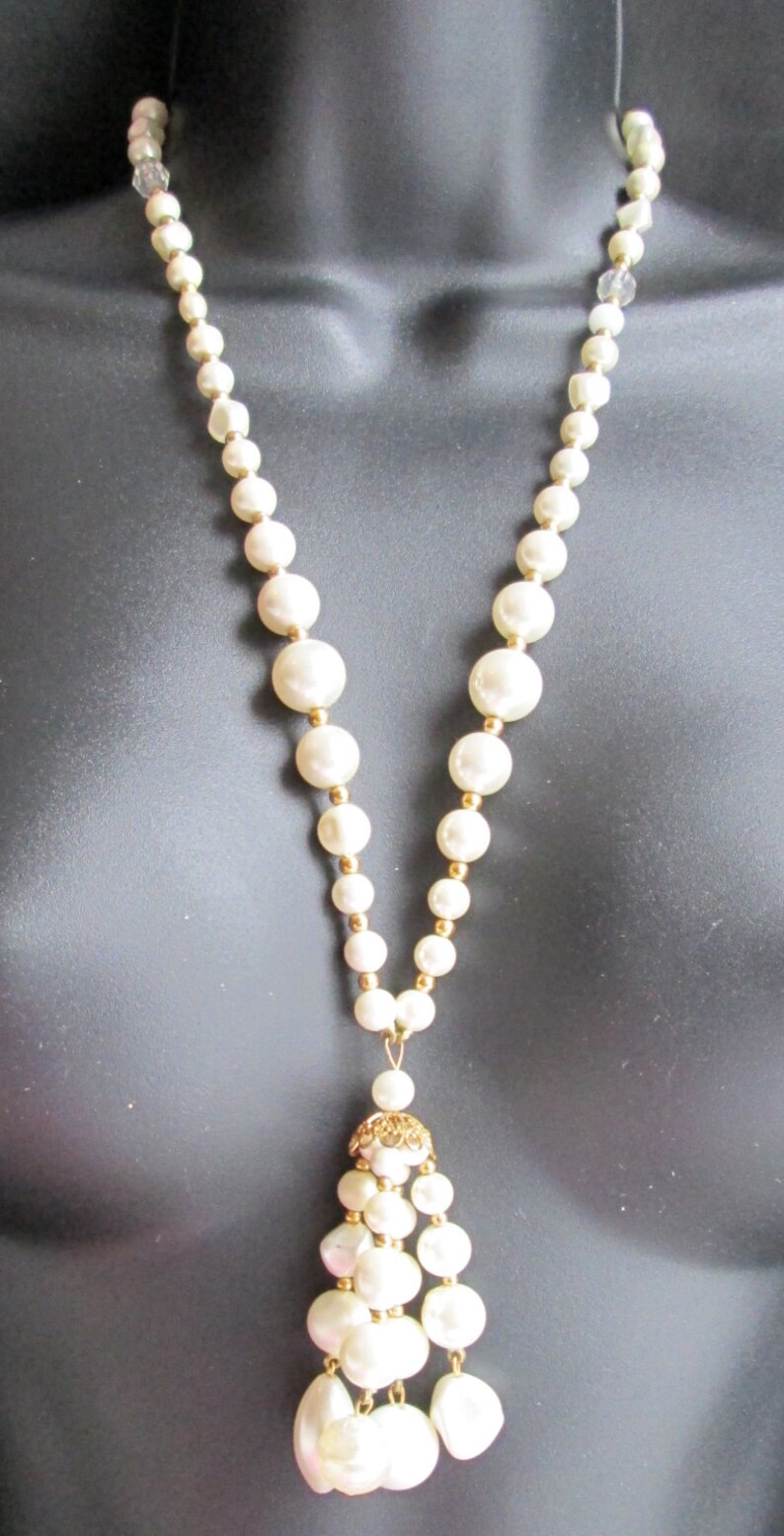 Vintage Single Strand Faux Pearl Mixed Bead Necklace with Gold | Etsy