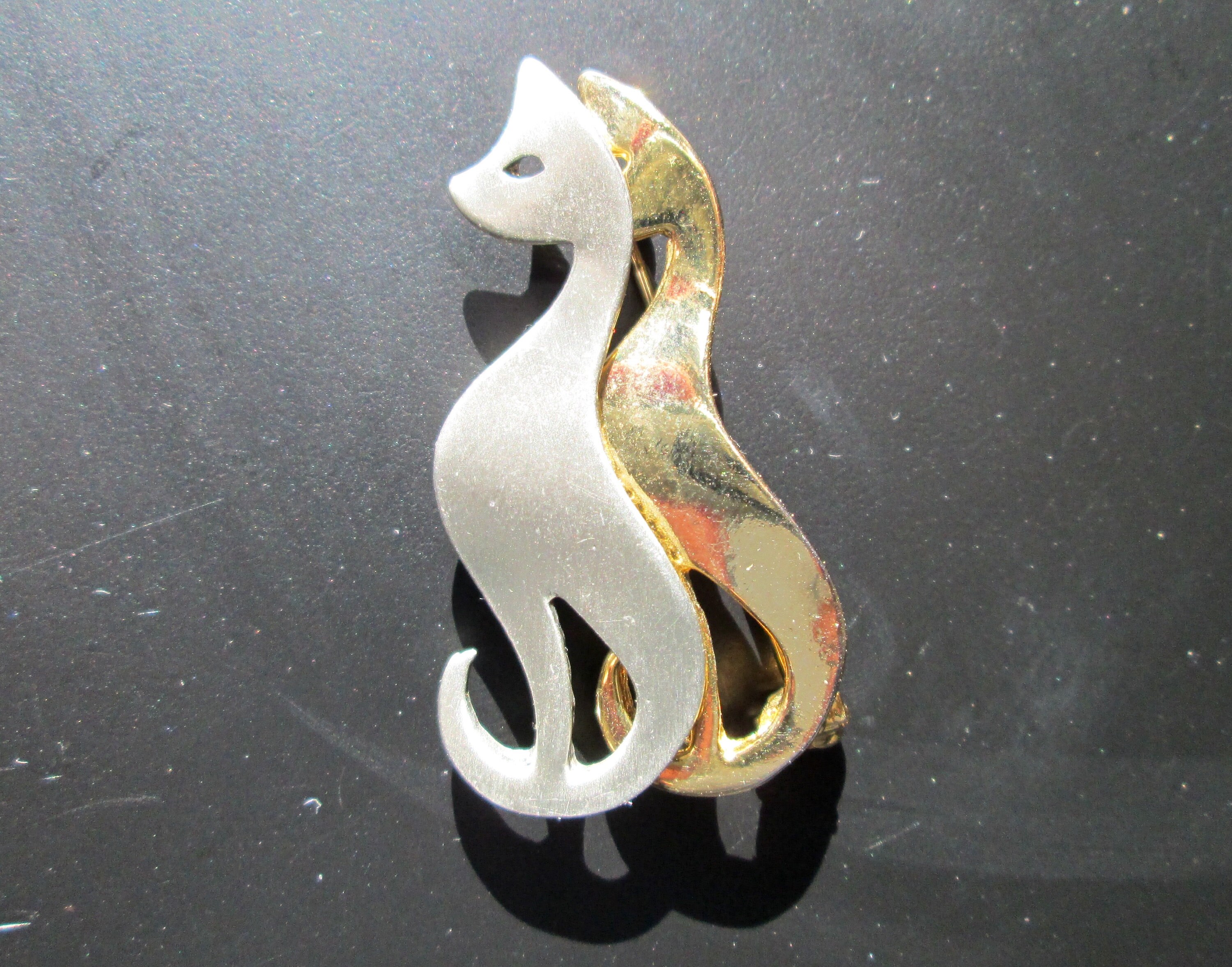 Vintage Two Cats Cat Brooch Pin Cutout Brushed Matte Silver & - Etsy