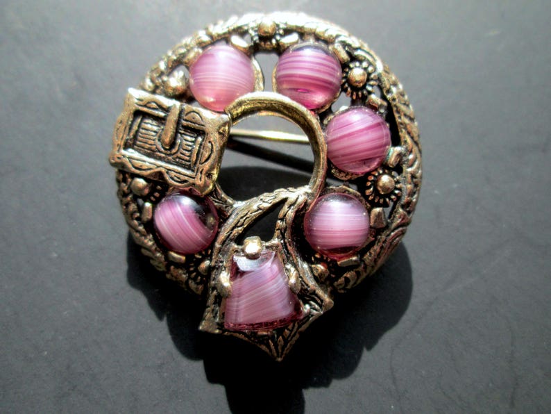 Vintage Wreath Buckle Belt Design Brooch Pin Violet Purple | Etsy