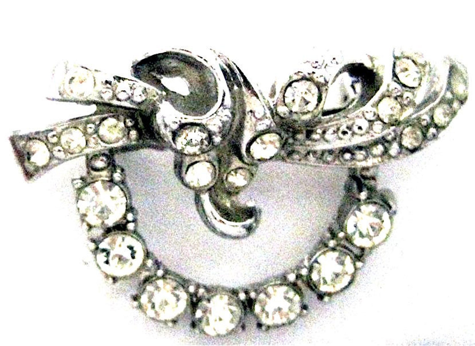 Vintage Signed CORO Brooch Pin Silver Tone Clear Rhinestones - Etsy