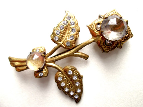 Wonderful Vintage Rose Cut Glass Claw Set Floral Flower Brooch | Etsy