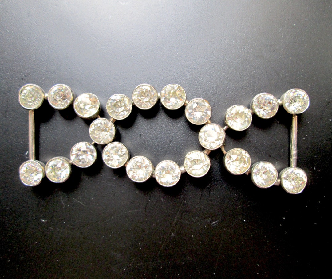 Fabulous Fun Vintage Bezel Set 7mm Clear Rhinestone Sash Belt Buckle ...