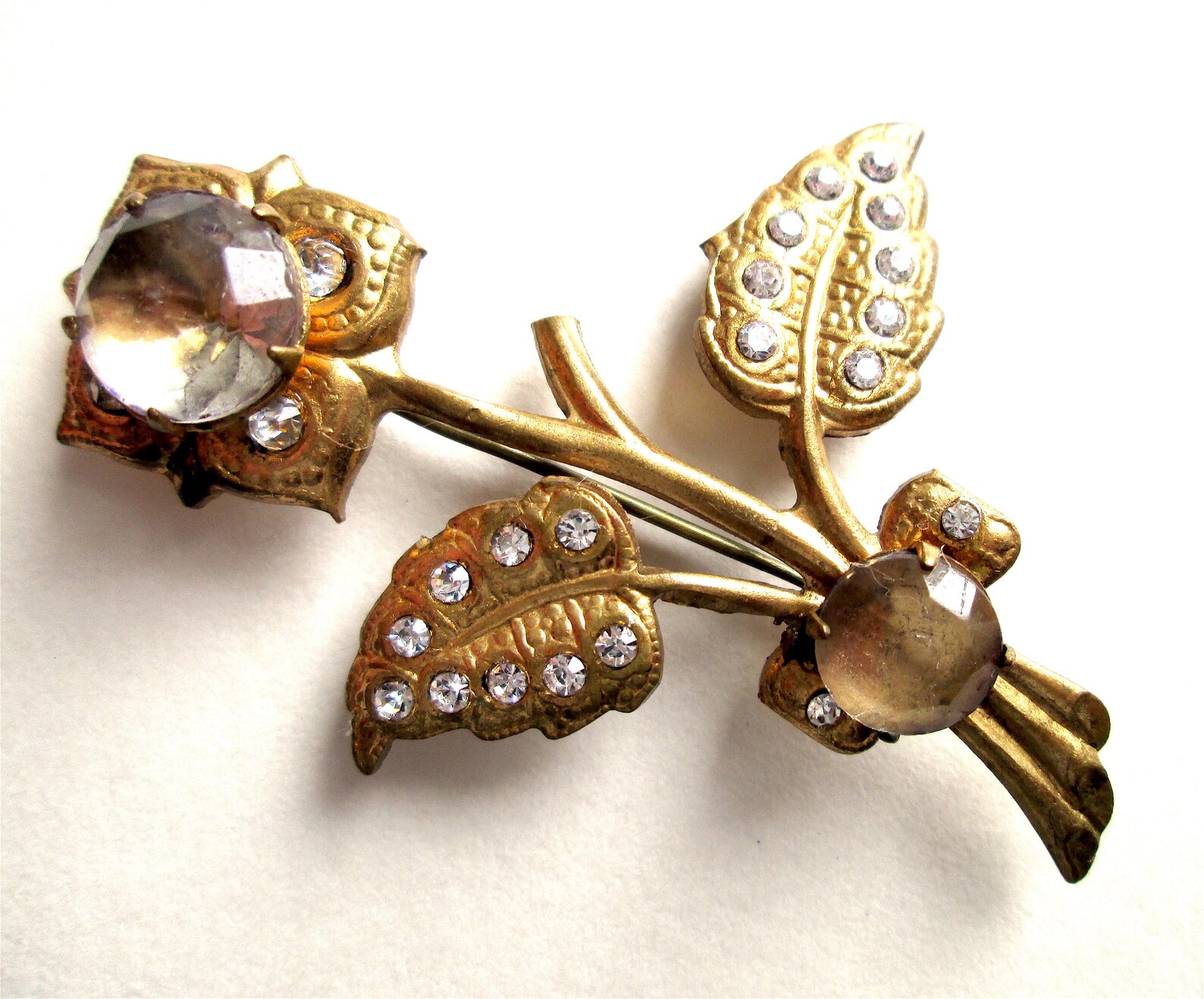 Wonderful Vintage Rose Cut Glass Claw Set Floral Flower Brooch | Etsy