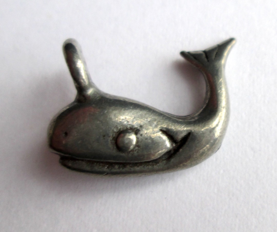 Vintage Cute Dark Silver Pewter Tone Figural Happy Smiling Whale ...