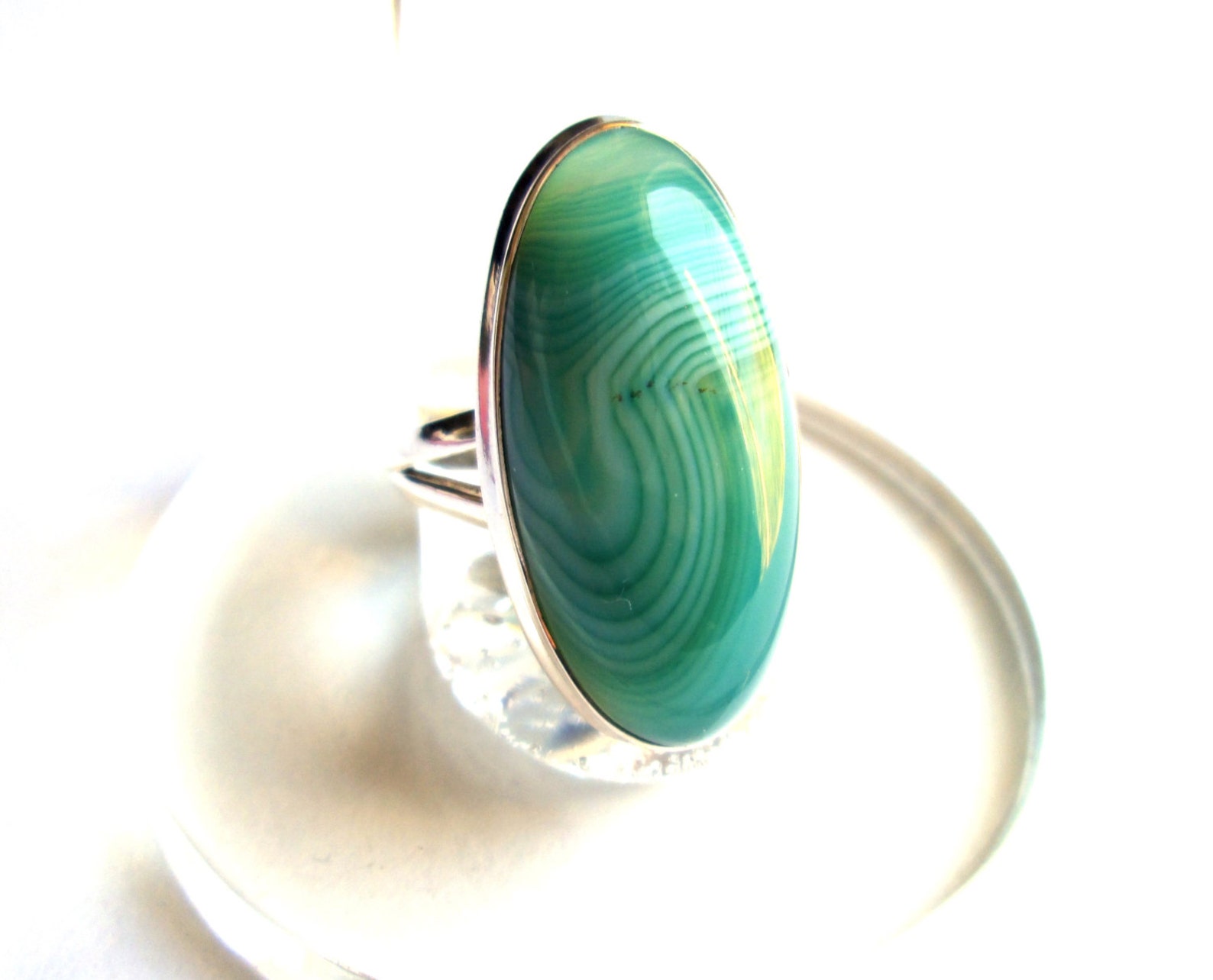 Vintage Teal Turquoise Dyed Banded Agate Semi Precious Oval - Etsy