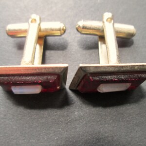 Vintage Mid Century Geometric Cufflinks Cuff Links Translucent Red ...