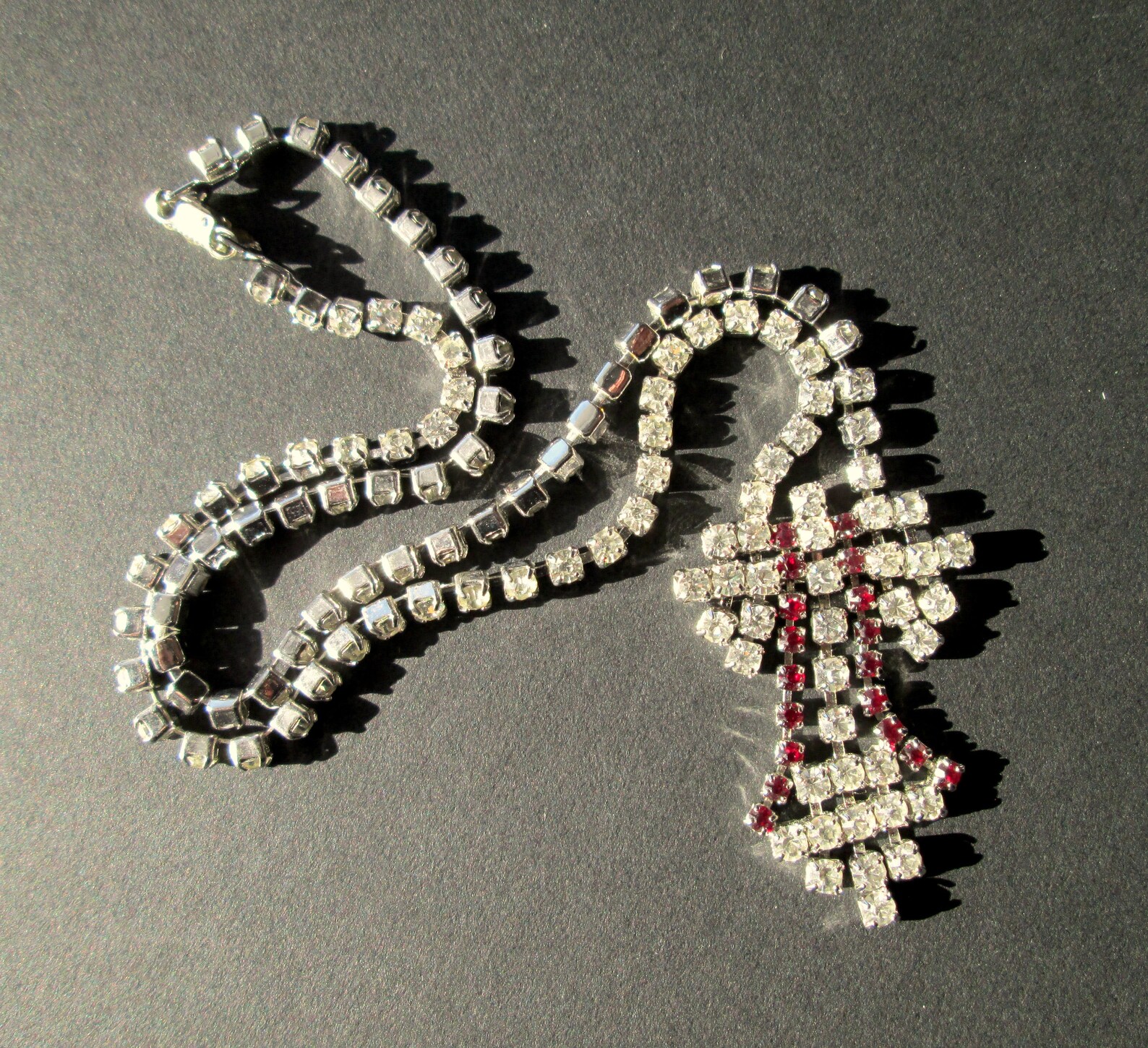 Pretty Art Deco Vintage Sparkly Clear Deep Ruby Red | Etsy