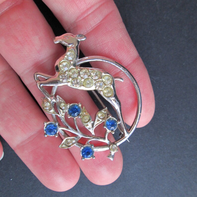 Vintage Art Deco Style Leaping Deer Figural Open Circle Brooch | Etsy