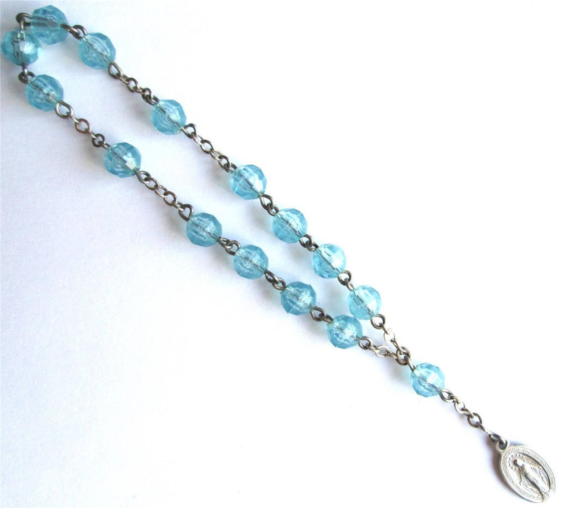 Vintage 15 Blue Faceted Plastic Bead Bracelet Chaplet - Etsy