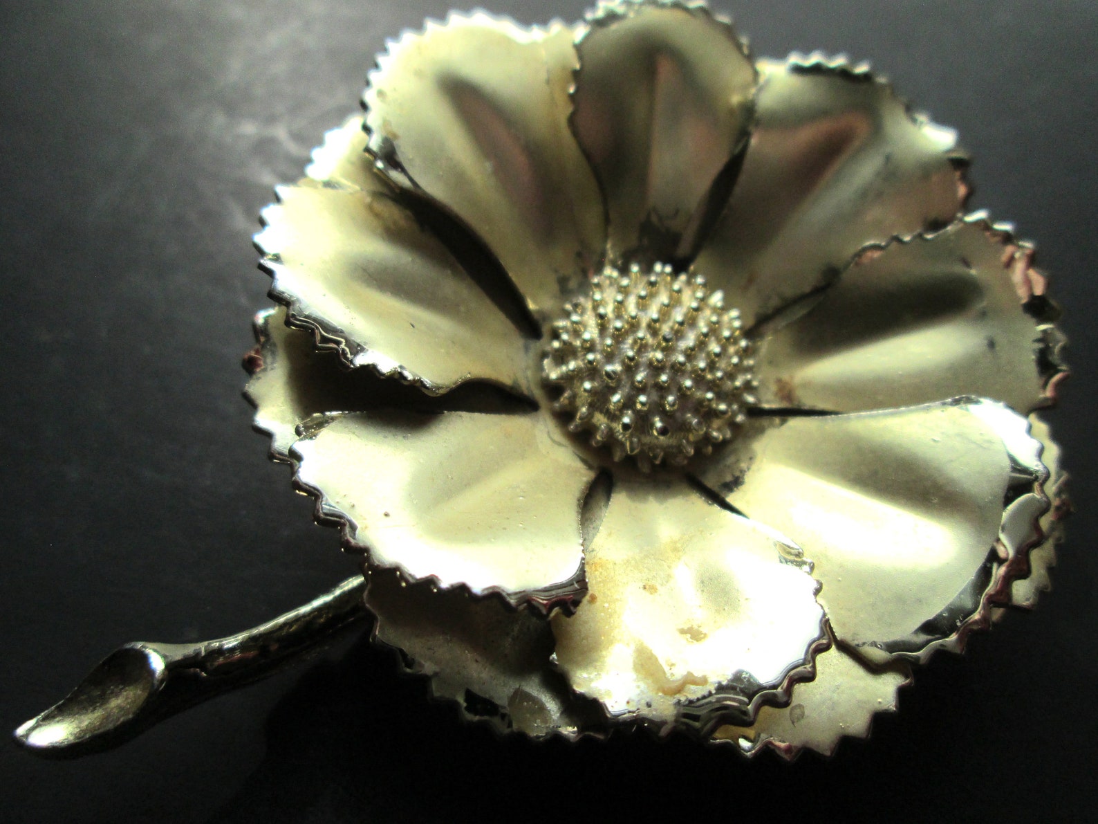 Vintage Signed Coro Gold Tone Large Floral Flower Brooch Pin Layered ...