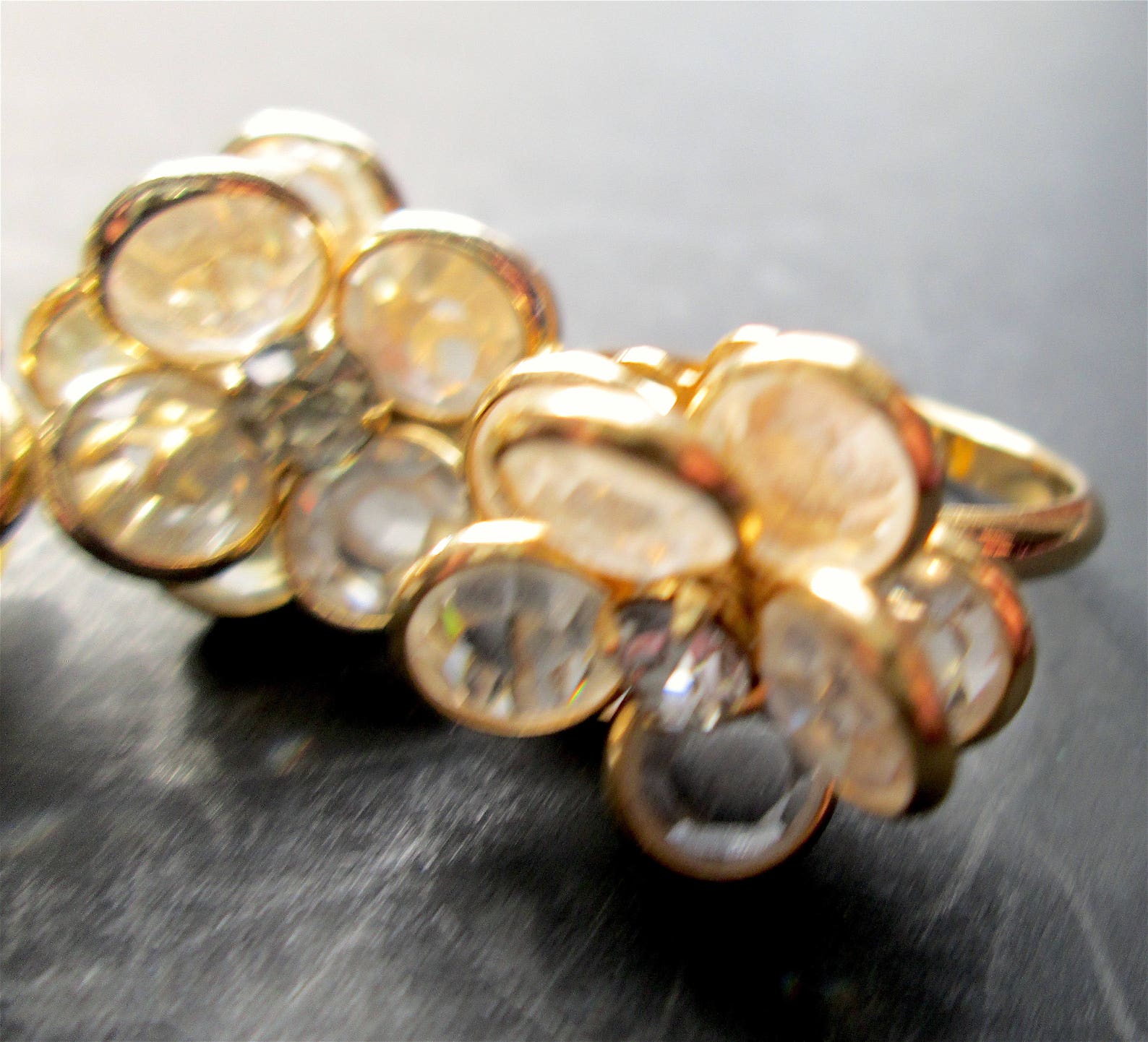 Fun Vintage Gold Tone Bezel and Claw Set Faceted Glass Clear - Etsy