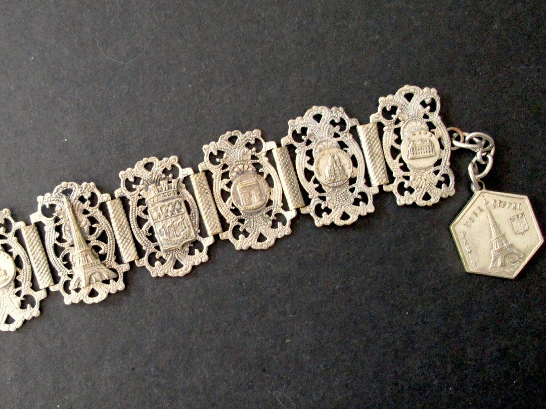 Wonderful Vintage Bracelet Souvenir of PARIS Stamped FILIGRANE DEPOSE ...