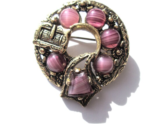 Vintage Wreath Buckle Belt Design Brooch Pin Violet Purple | Etsy