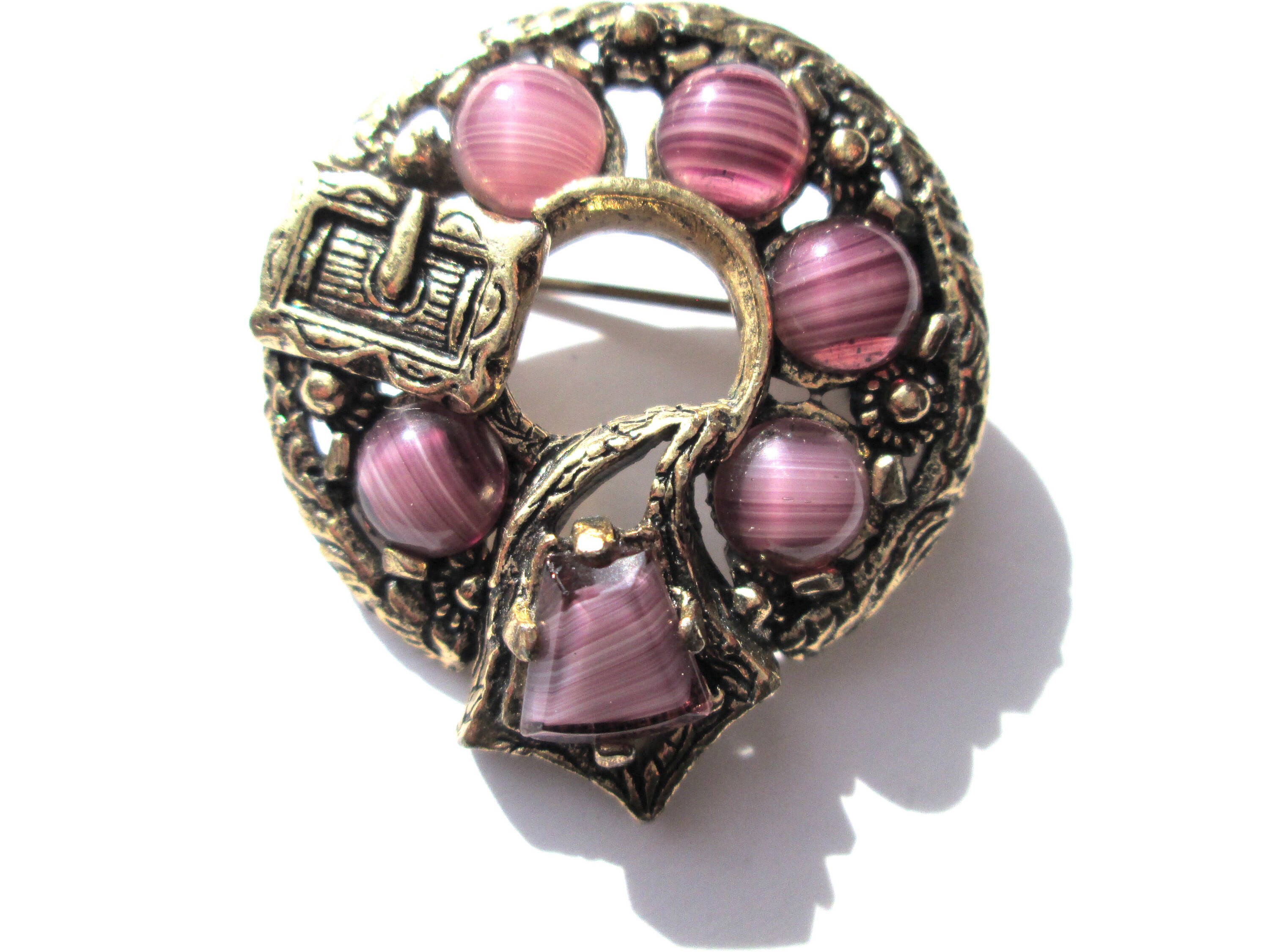 Vintage Wreath Buckle Belt Design Brooch Pin Violet Purple | Etsy