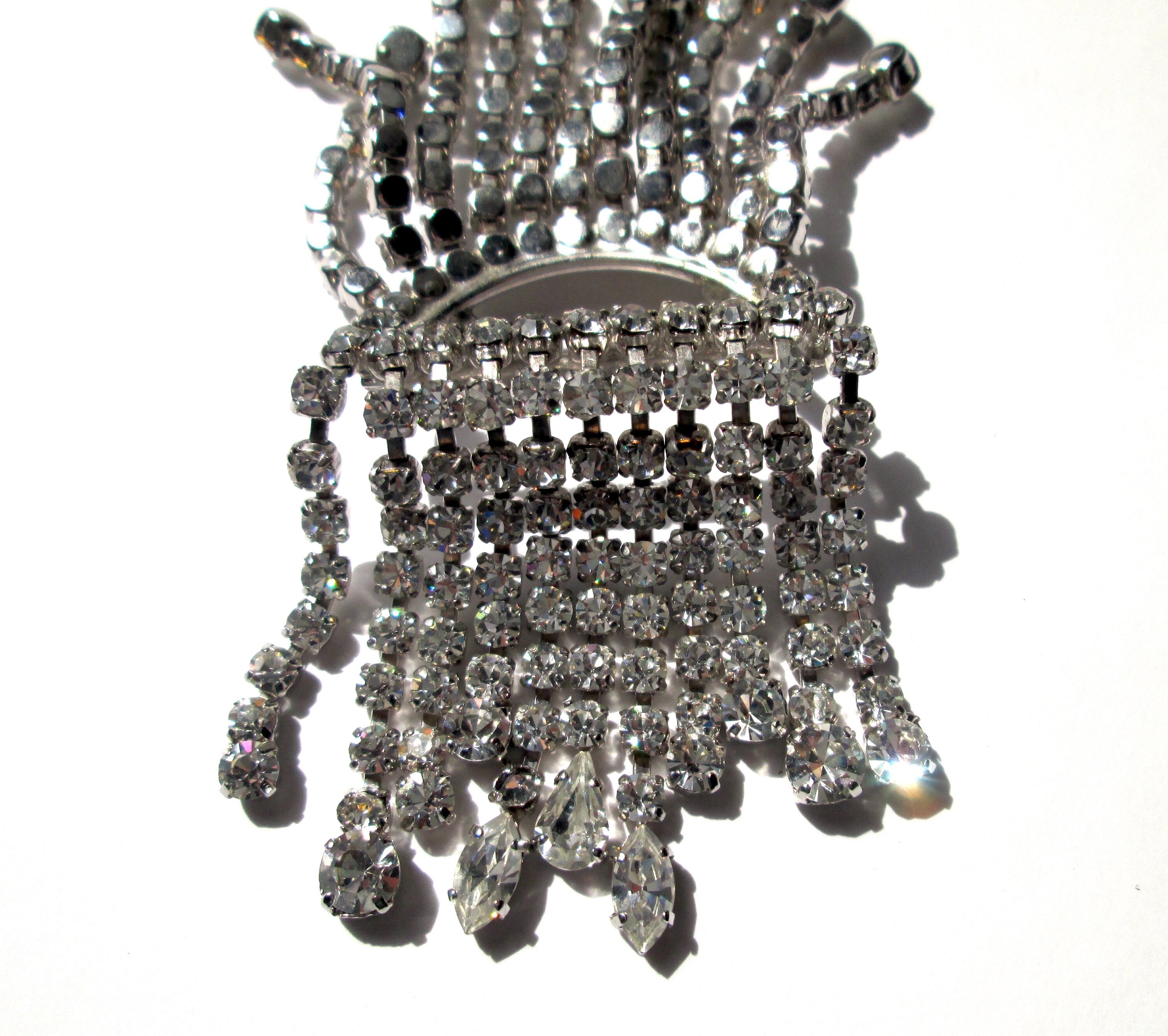 Exquisite Sparkly Vintage Two Row Brooch Pin Waterfall Clear | Etsy