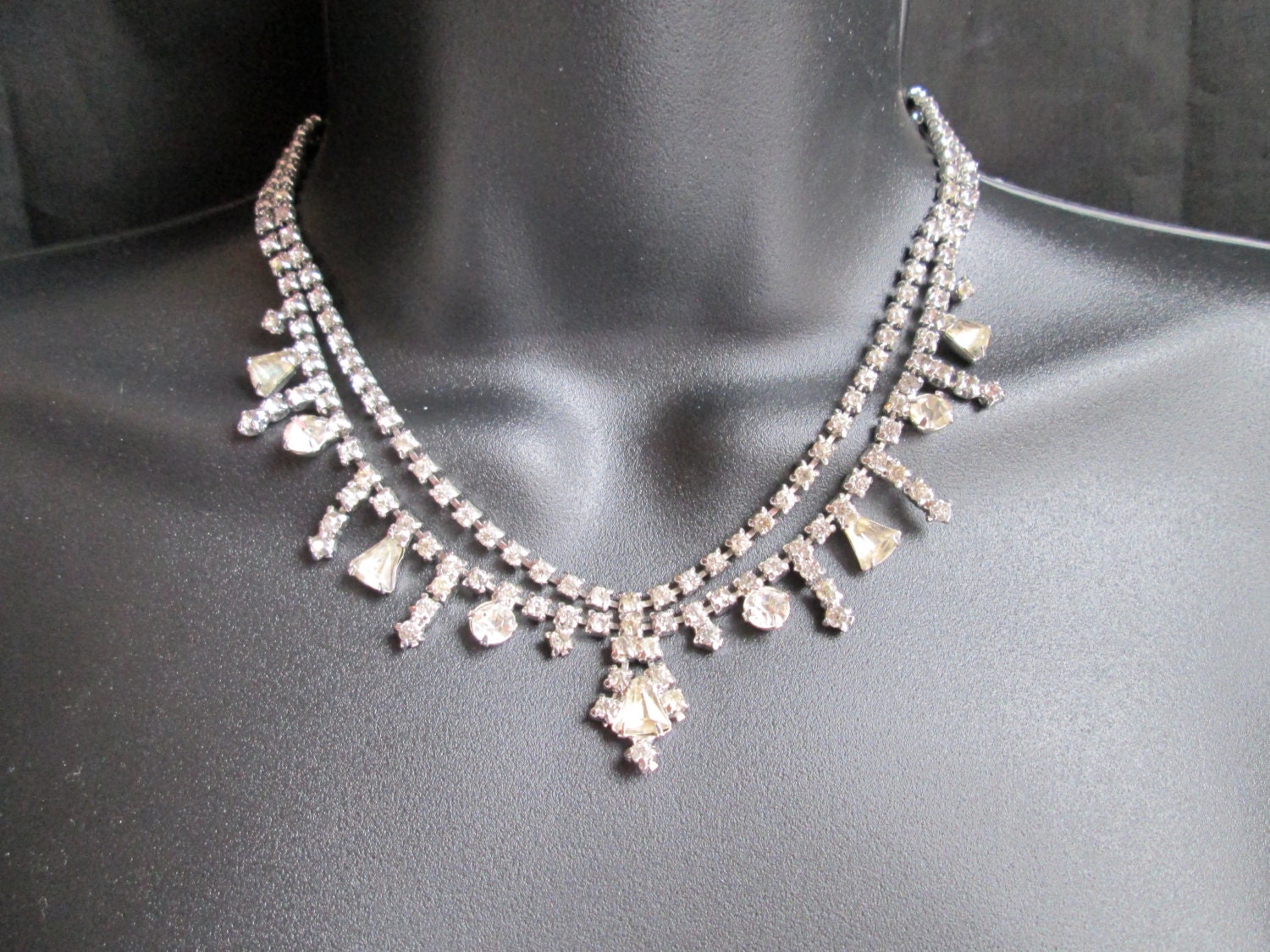 Vintage Double Strand Bell Shaped Claw Set Rhinestone Swag - Etsy