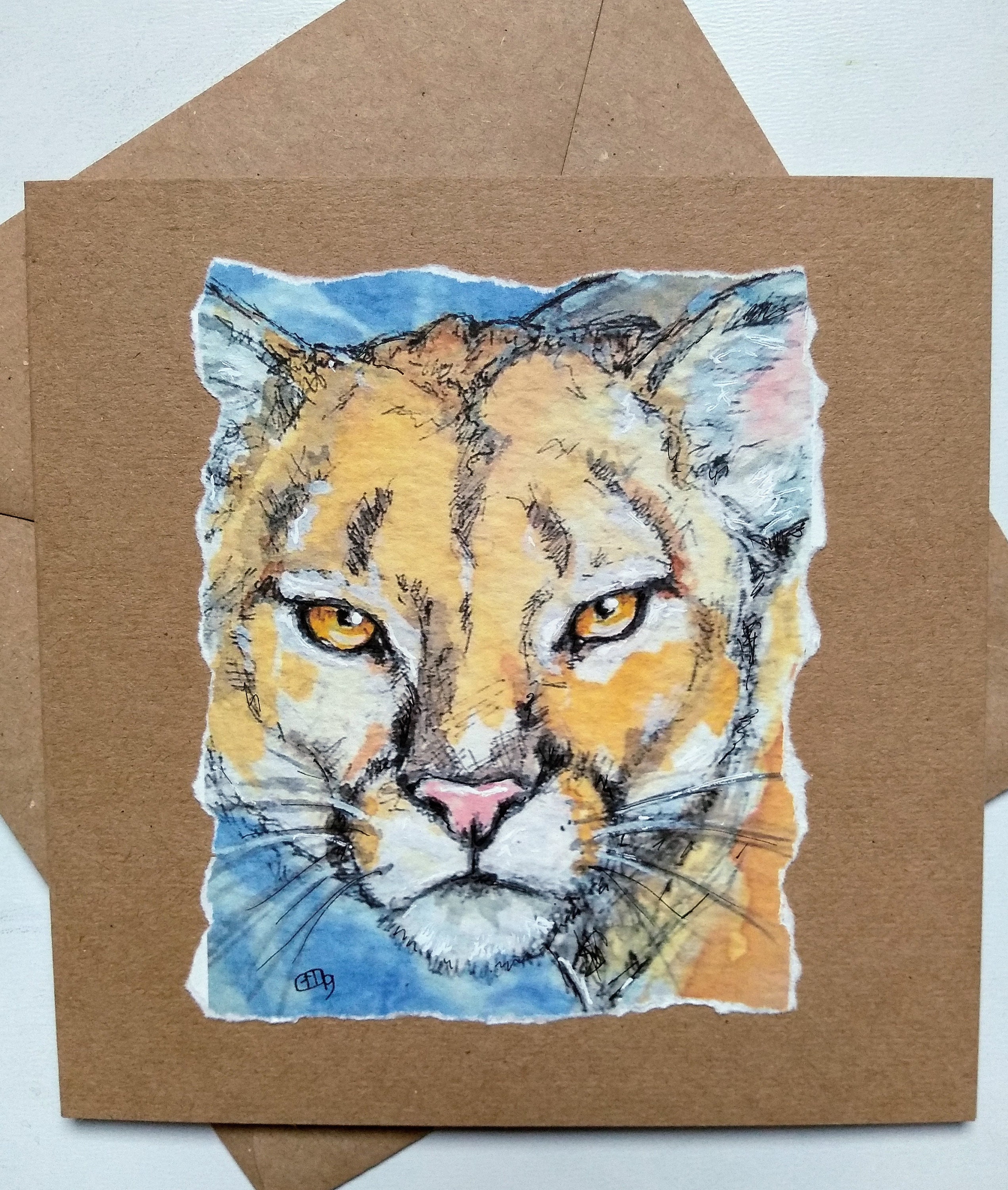 Puma Blank Greetings Card From My Original Watercolour Painting, Card ...