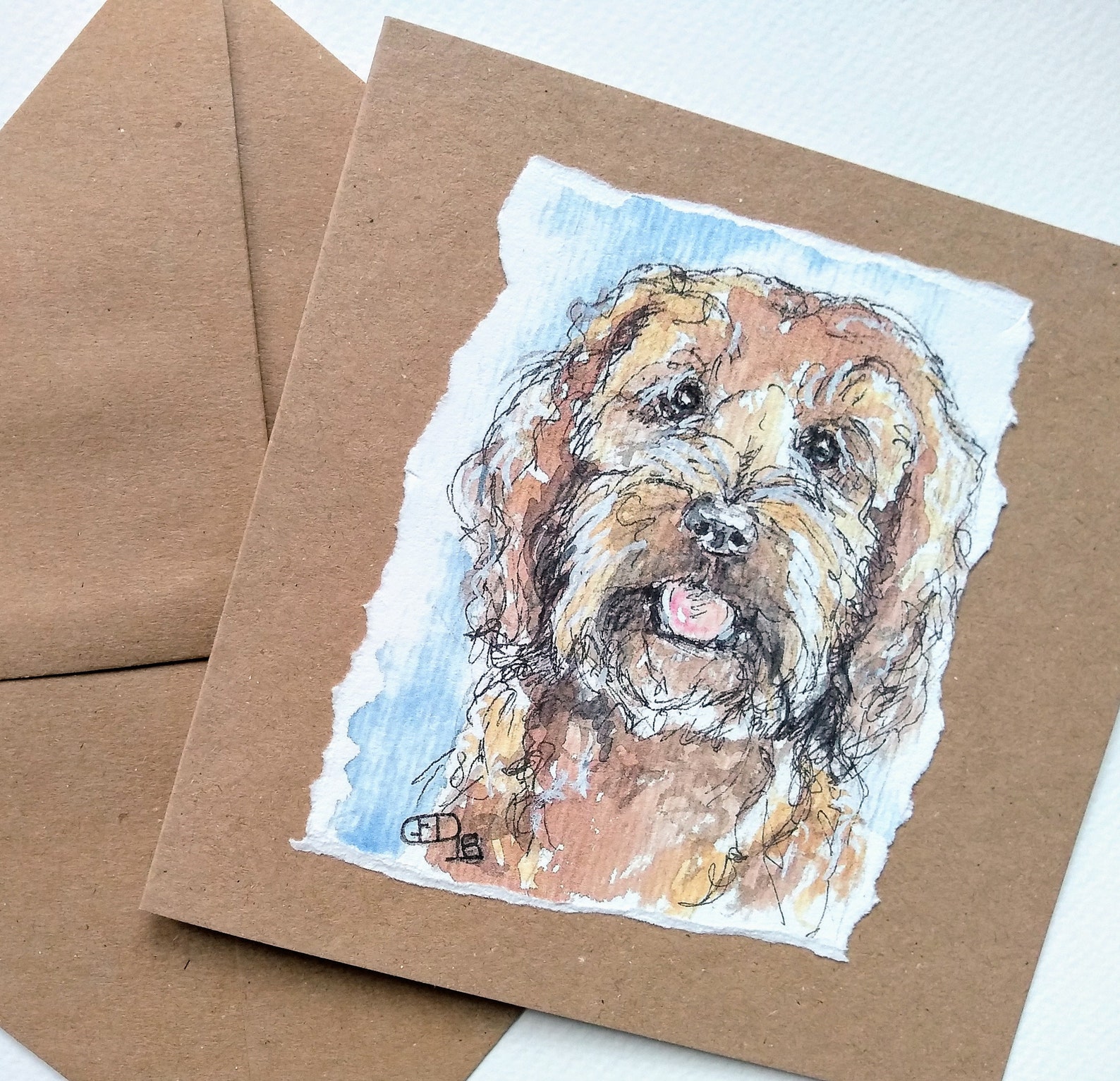 Cockapoo Birthday Card, Hand Made Card for Him, Her, Watercolour Sketch ...