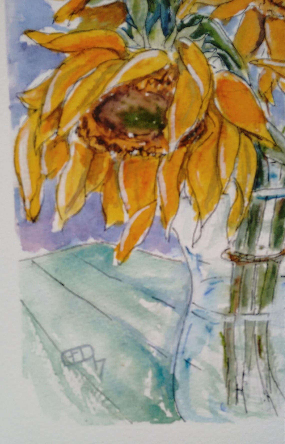 Sunflower Painting for Your Wall in Watercolour - an Artwork of Flowers ...