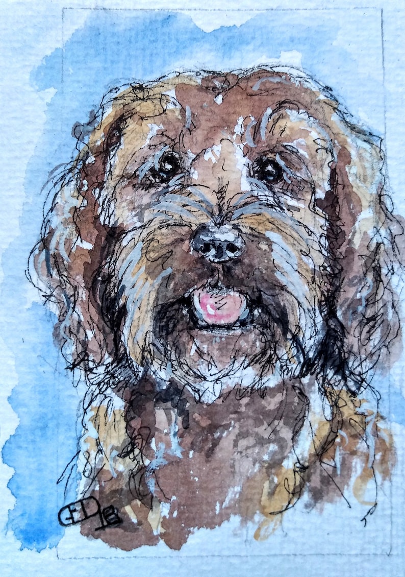 Cockapoo Watercolour Painting Original Small Dog Artwork in - Etsy