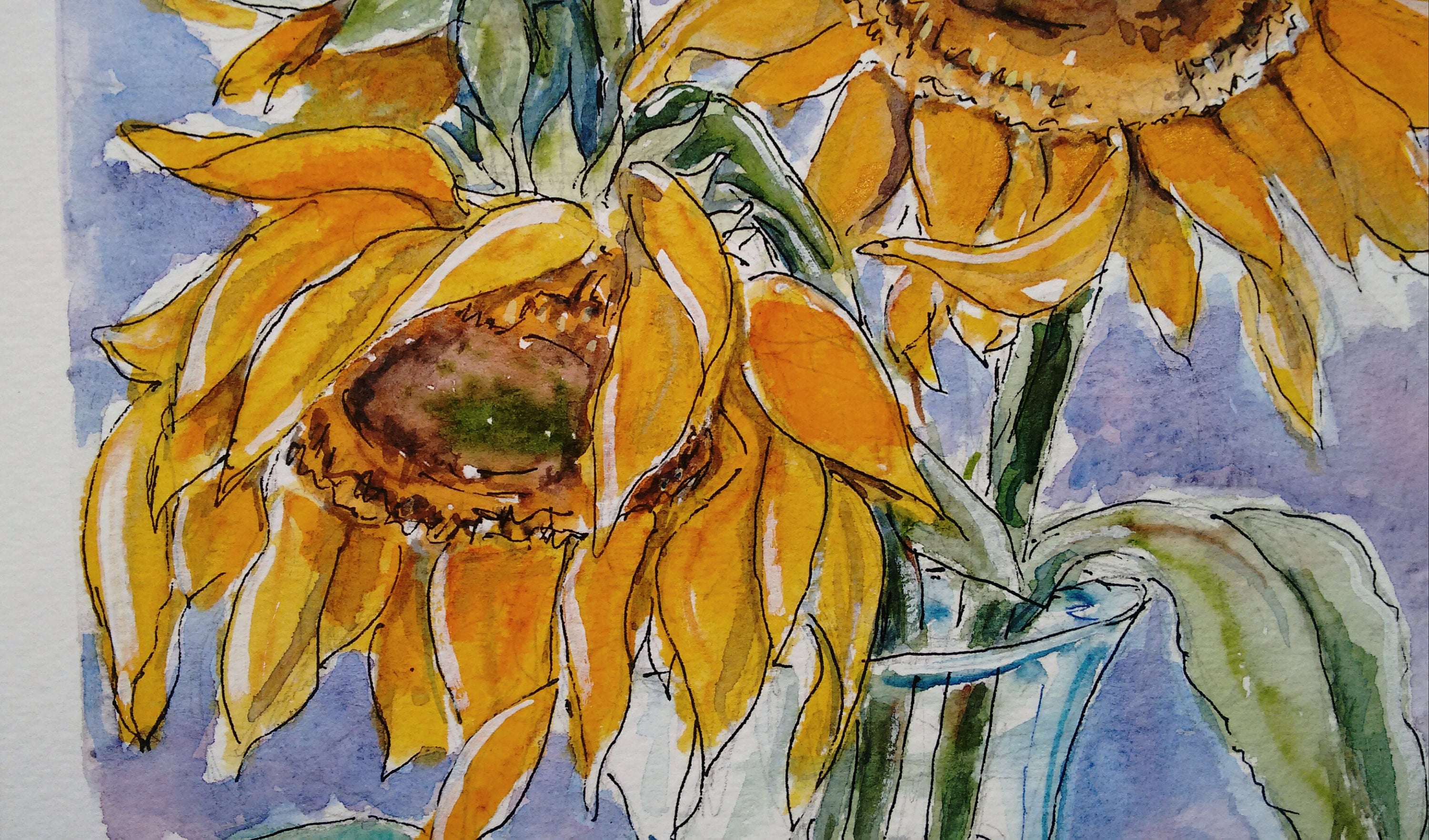 Sunflower Painting for Your Wall in Watercolour - an Artwork of Flowers ...