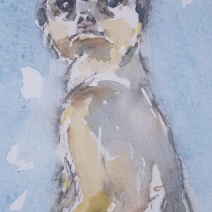 Meerkat Art, an Original Watercolour and Pen Wildlife Painting of a ...