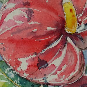Original Anthurium Painting Flower Art Watercolour of Red Flowers, a ...
