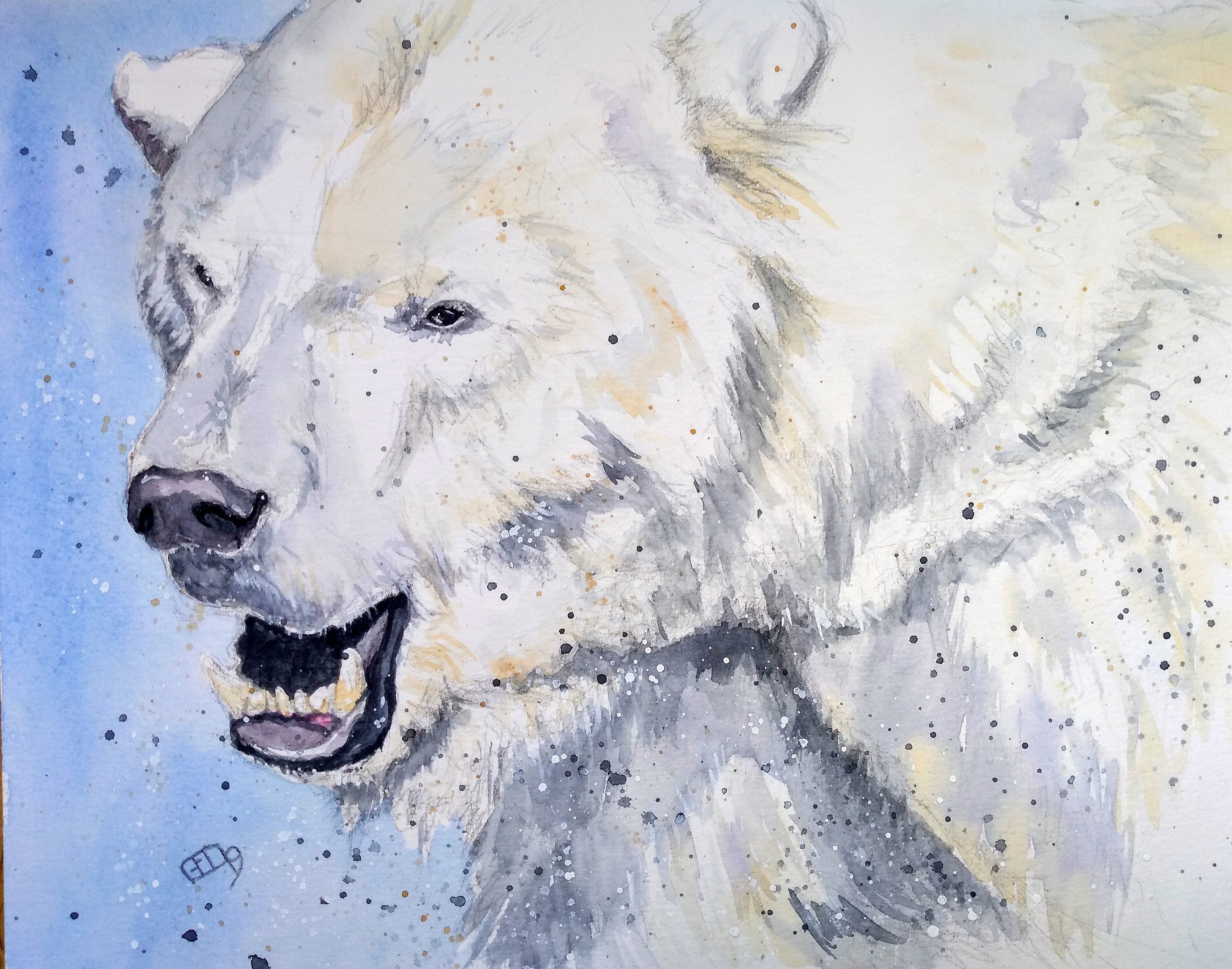 Polar Bear Original Watercolour Painting, Realistic Bear Artwork ...