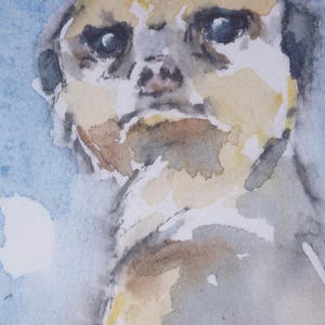 Meerkat Art, an Original Watercolour and Pen Wildlife Painting of a ...
