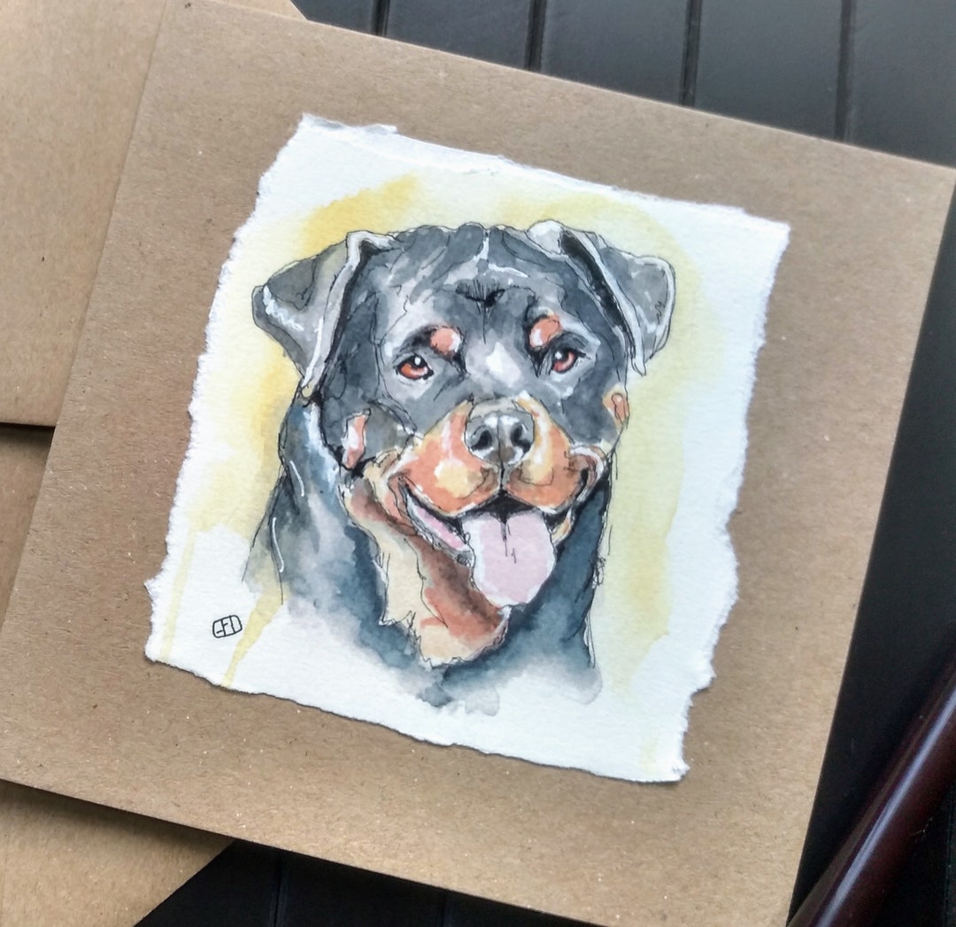 A Handmade Rottweiler Greetings Card From My Original Watercolour ...