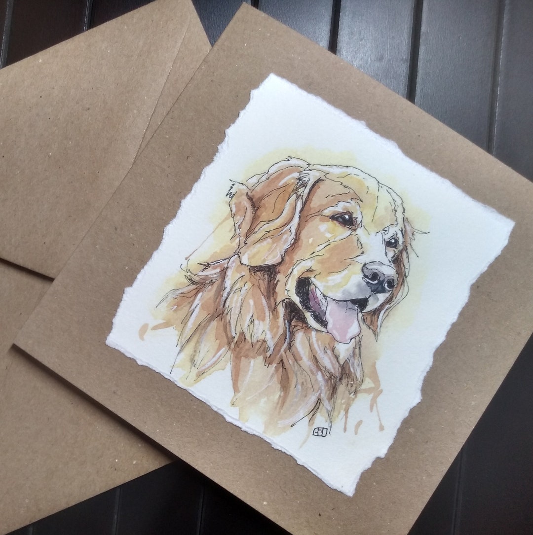 Golden Retriever Birthday Card, Hand Made Card for Him, Her ...