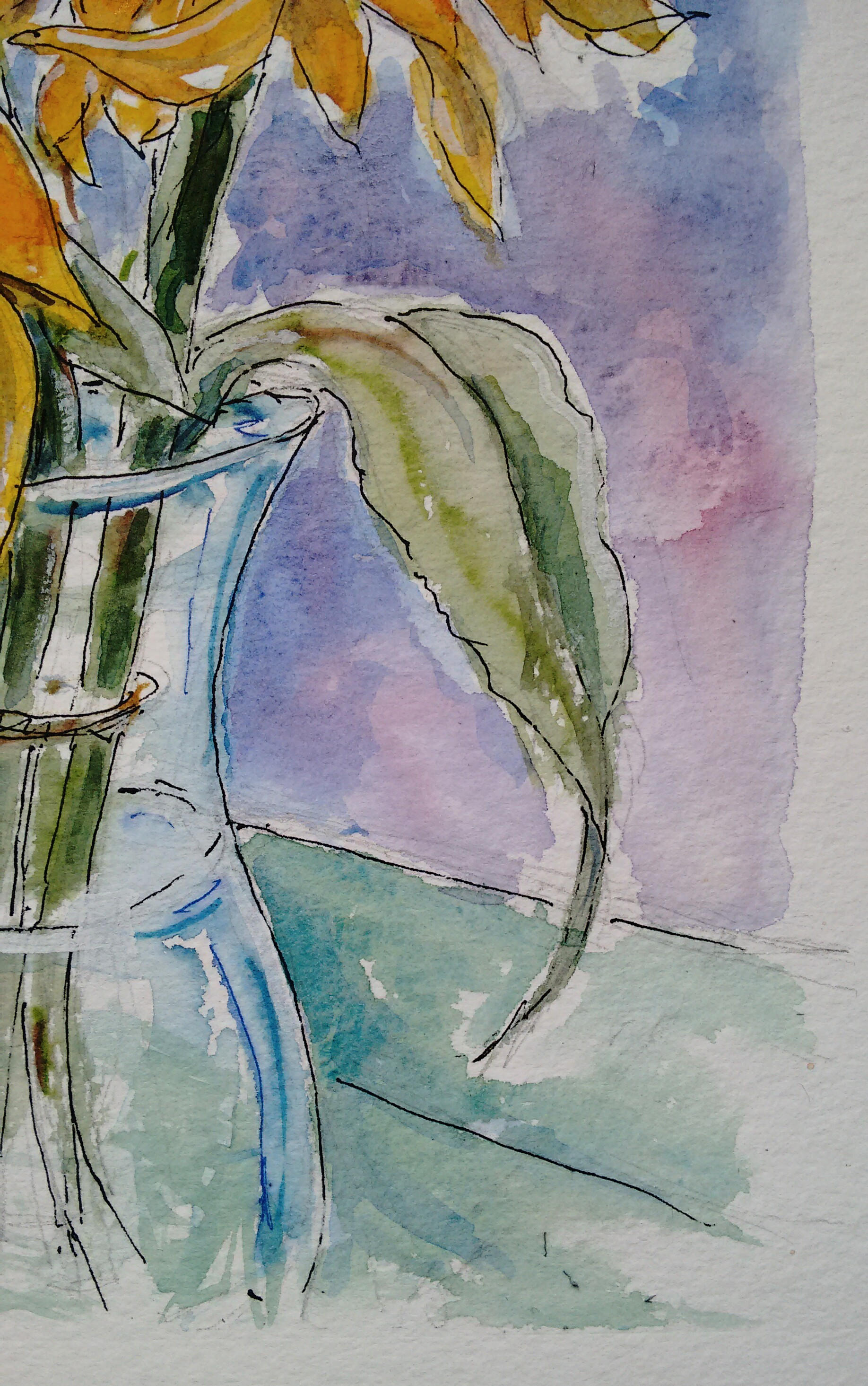 Sunflower Painting for Your Wall in Watercolour - an Artwork of Flowers ...