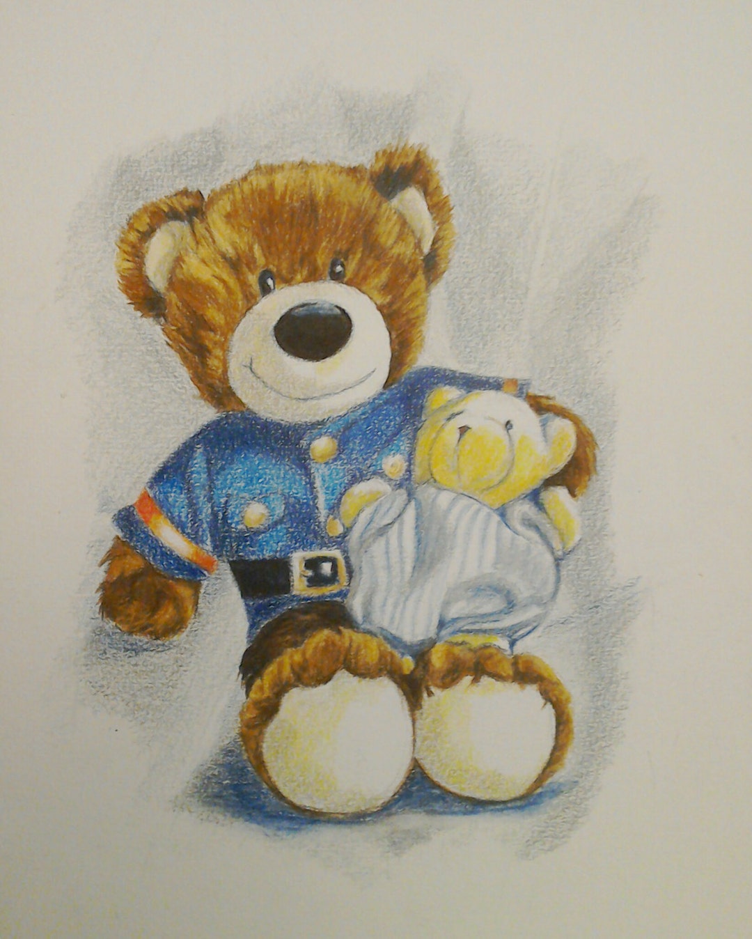Teddy Bear Art an Original Cute Teddy Coloured Pencil Drawing Toy Illustration an Original Artwork by Ediebrae Friends Etsy UK