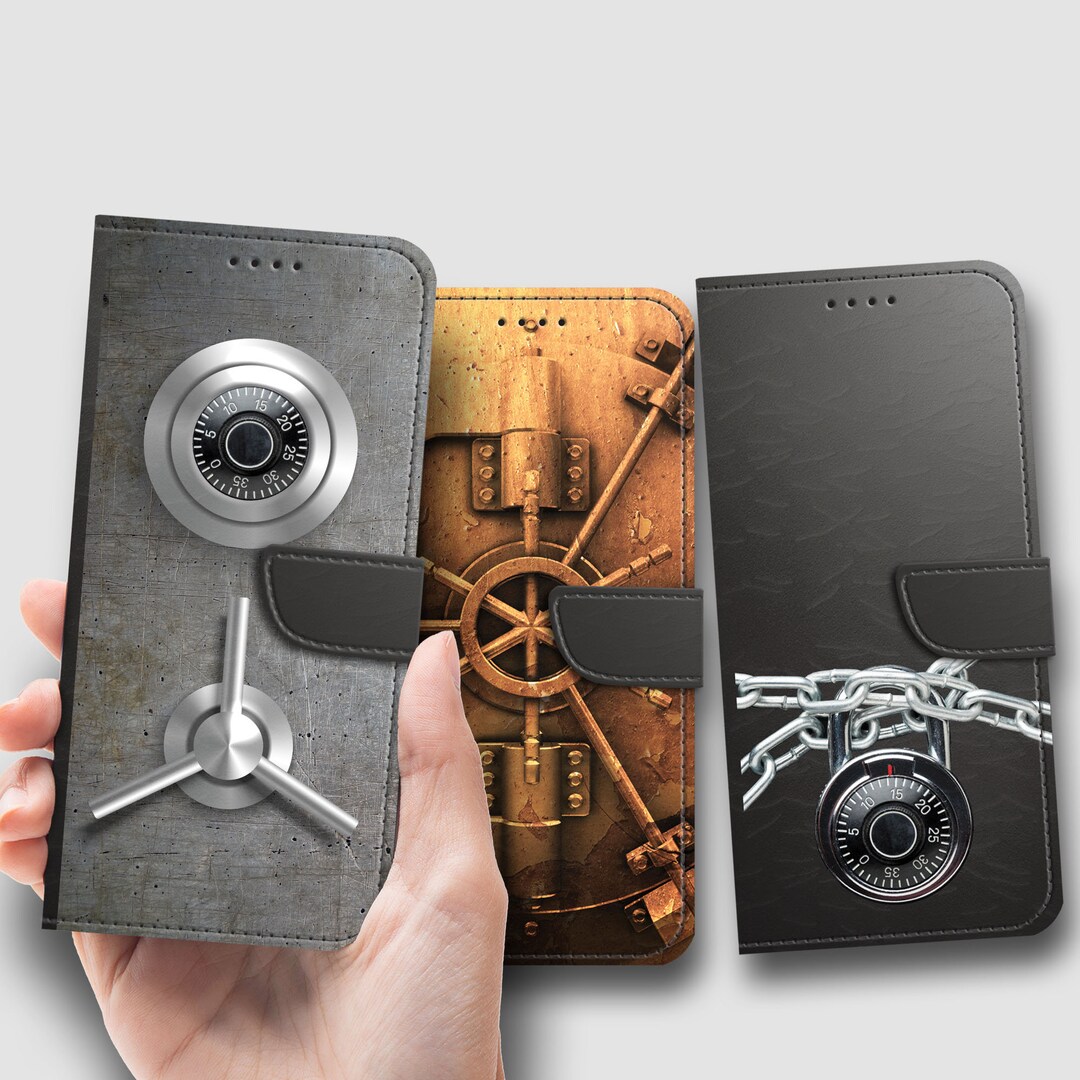 Safe Flip Case Keep Your Phone Secure Locked, Printed on Leather Cover With Flaps for iPhone 15 ...