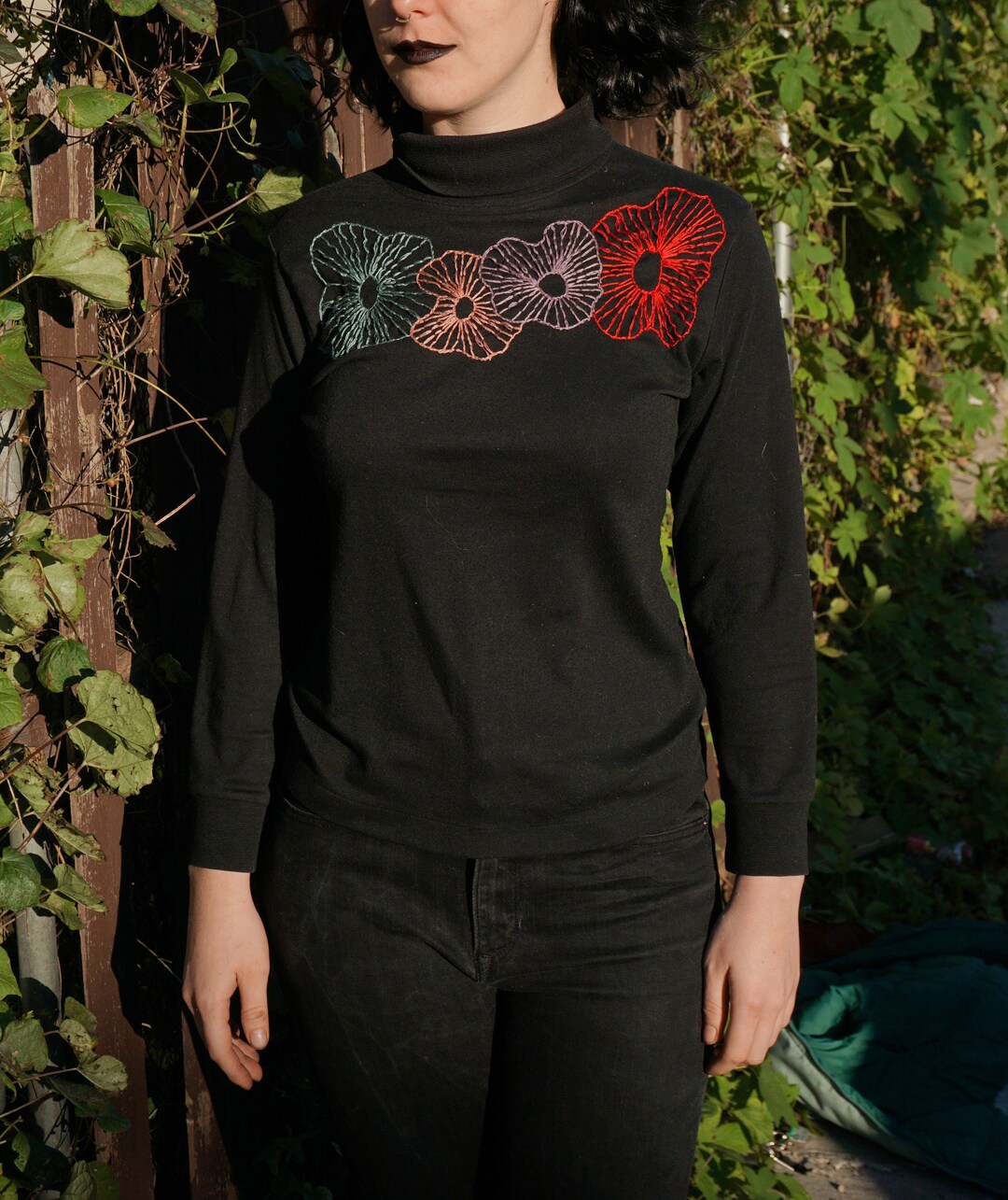 Hand-embroidered Turtle Neck - Etsy