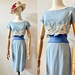1950s AS-IS Ferman O'grady Blue Floral Wiggle Dress | 50s Pastel ...