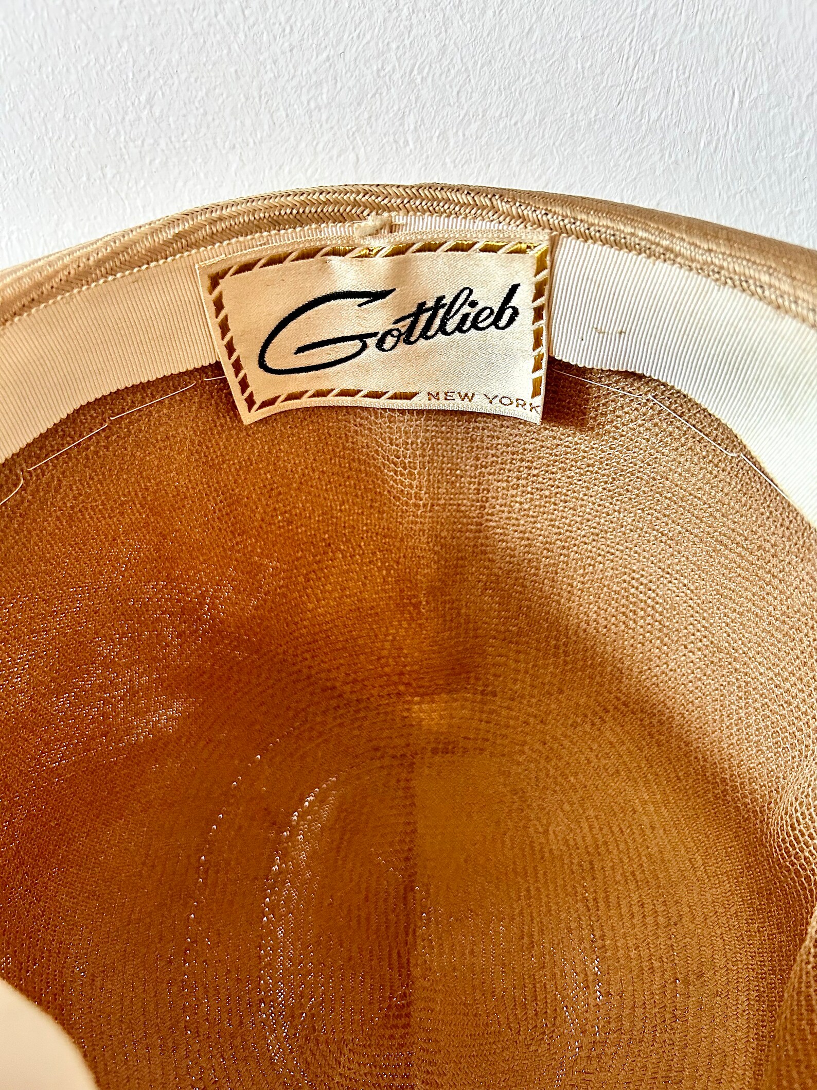 1960s Gottlieb Bowler Style Straw Hat | 60s Golden Brown Ribbon Trim ...