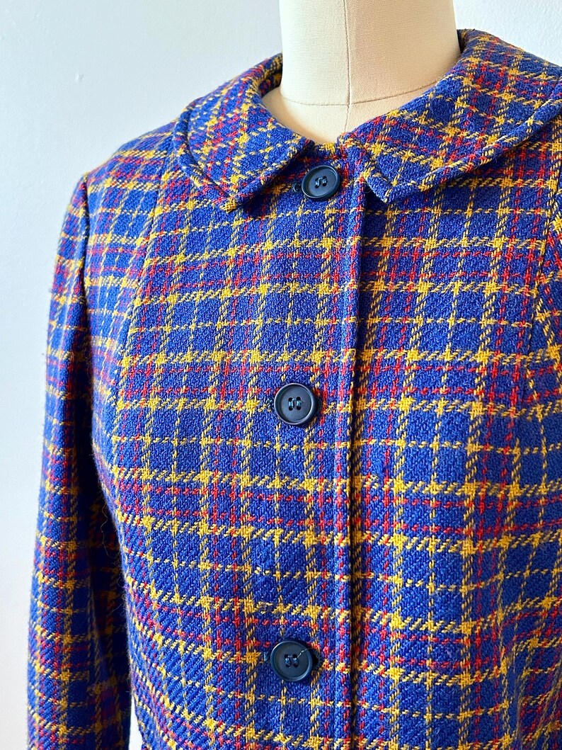 1960s AS-IS Country Miss Bright Plaid Blazer | 60s Boxy Belted Wool ...