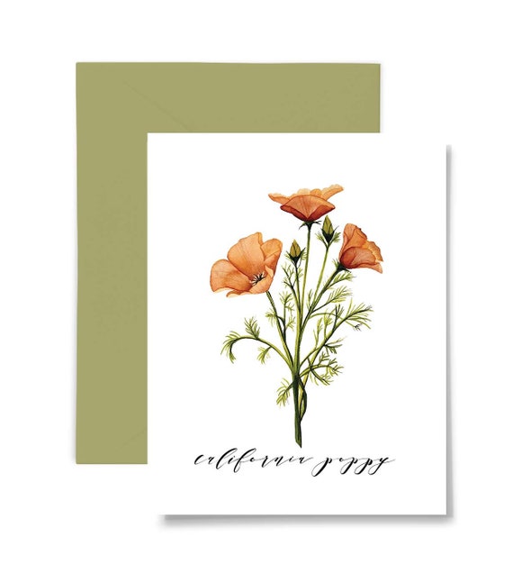 California Poppy Card | Etsy