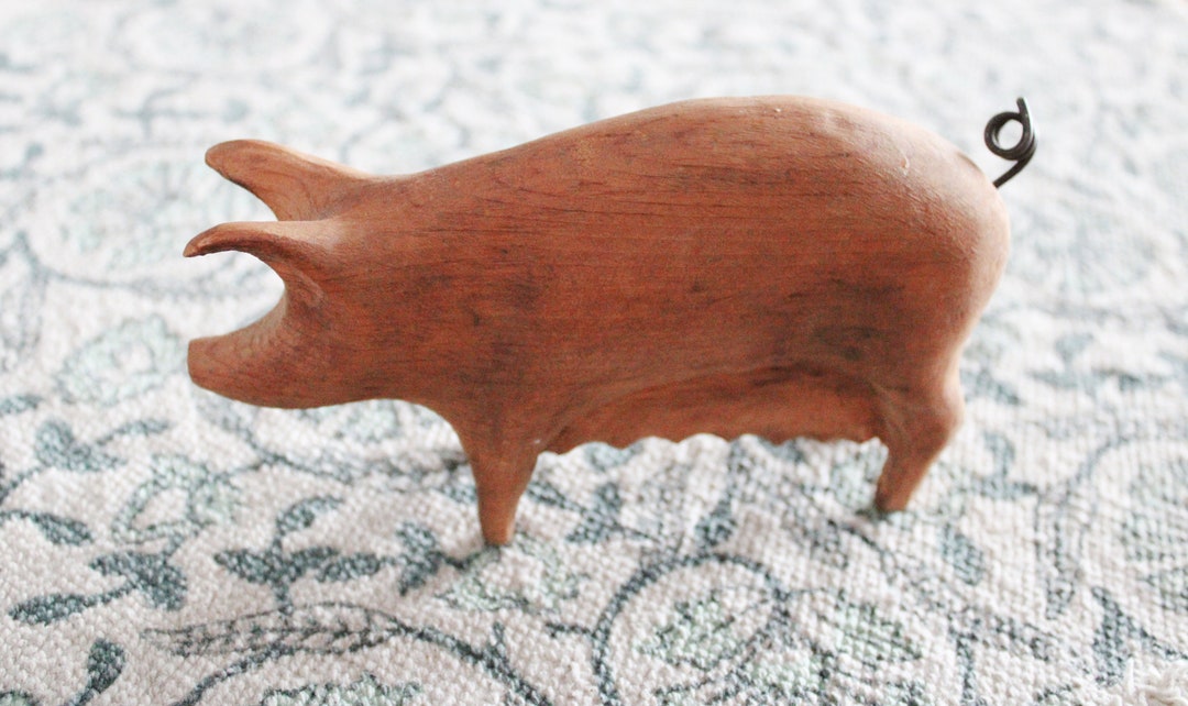 HAND CARVED PIG Wooden Sculpture - Etsy