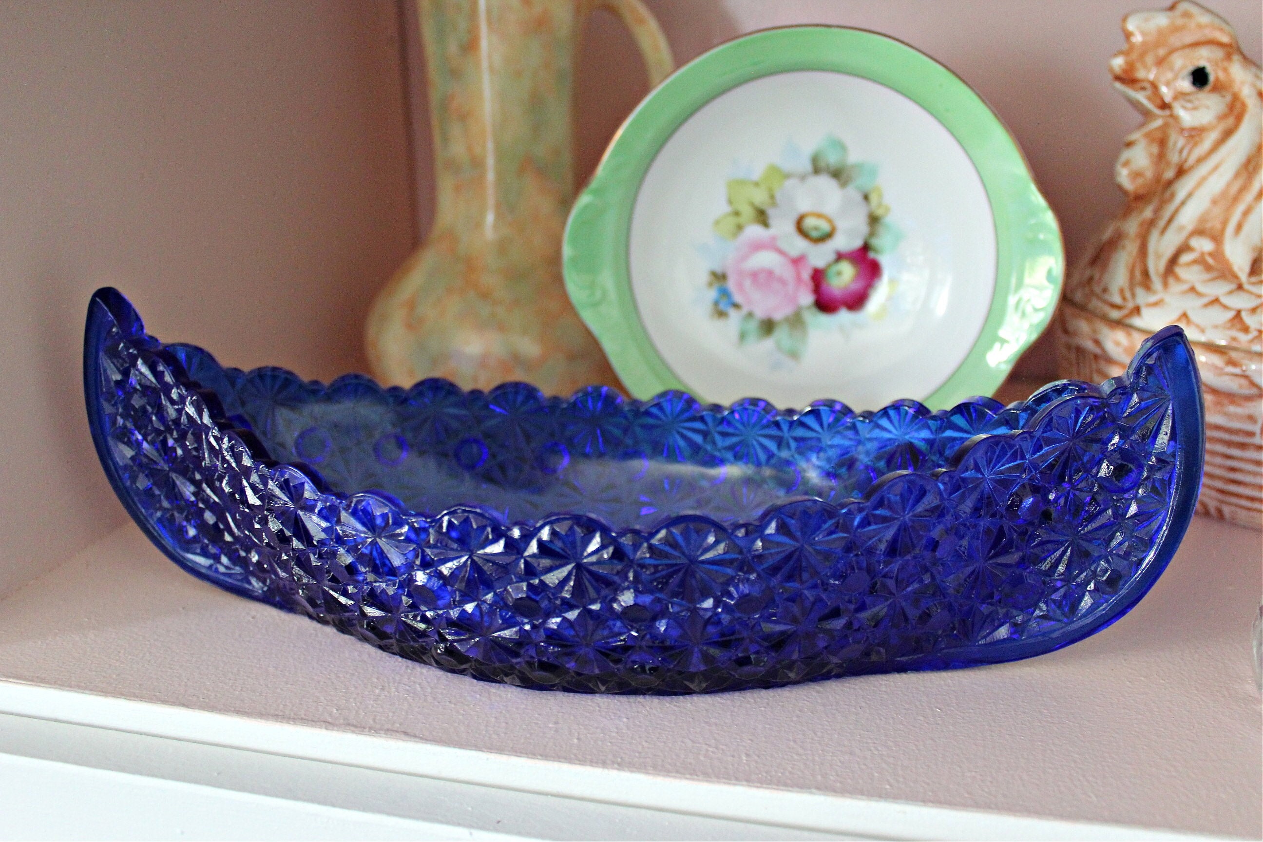 CANOE- COBALT BLUE- Daisy & Button Glass - Beautiful and Unique - Etsy