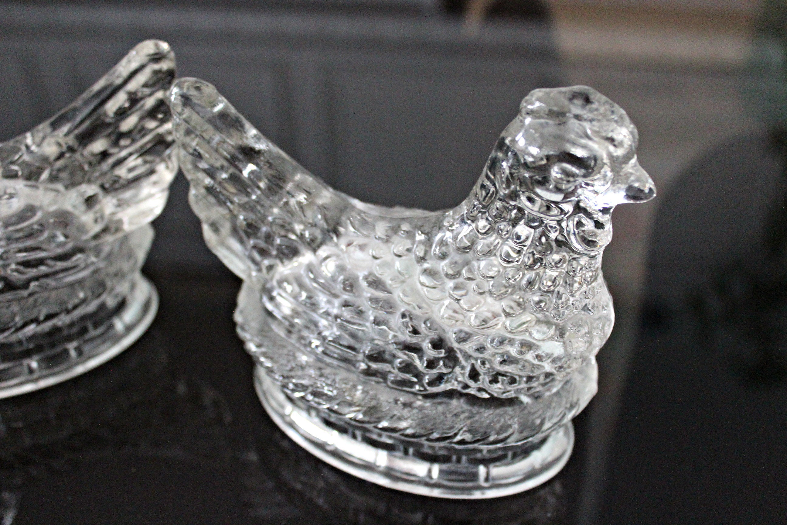 Glass Rooster Decanter W/set of 2 Matching Clear Glass Hens on - Etsy