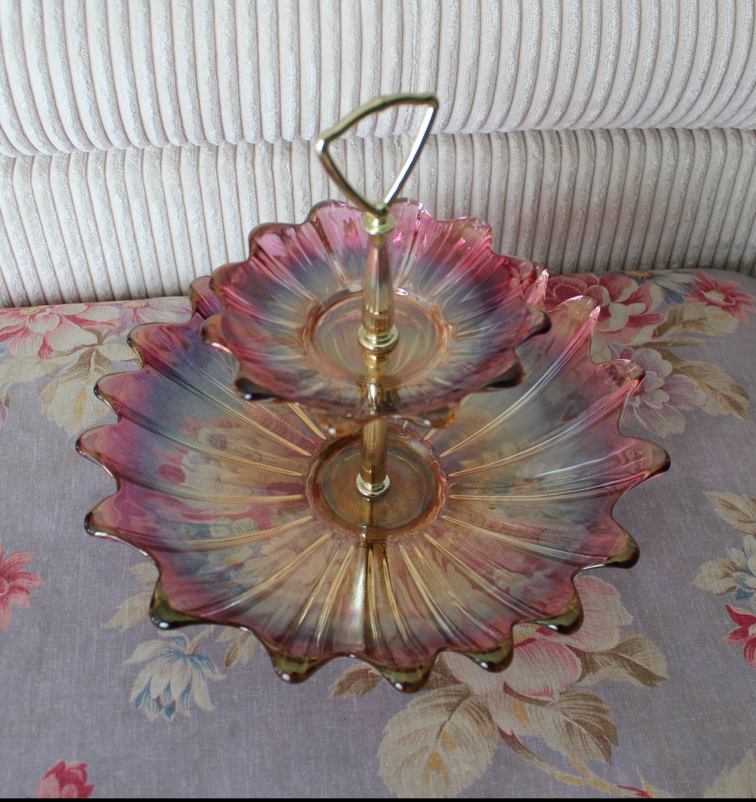 Fenton Carnival Glass 2 TIER PLATES - Etsy