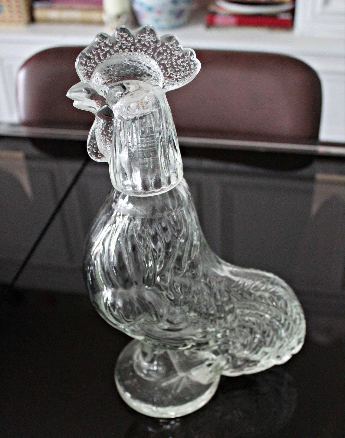 Glass Rooster Decanter W/set of 2 Matching Clear Glass Hens on - Etsy